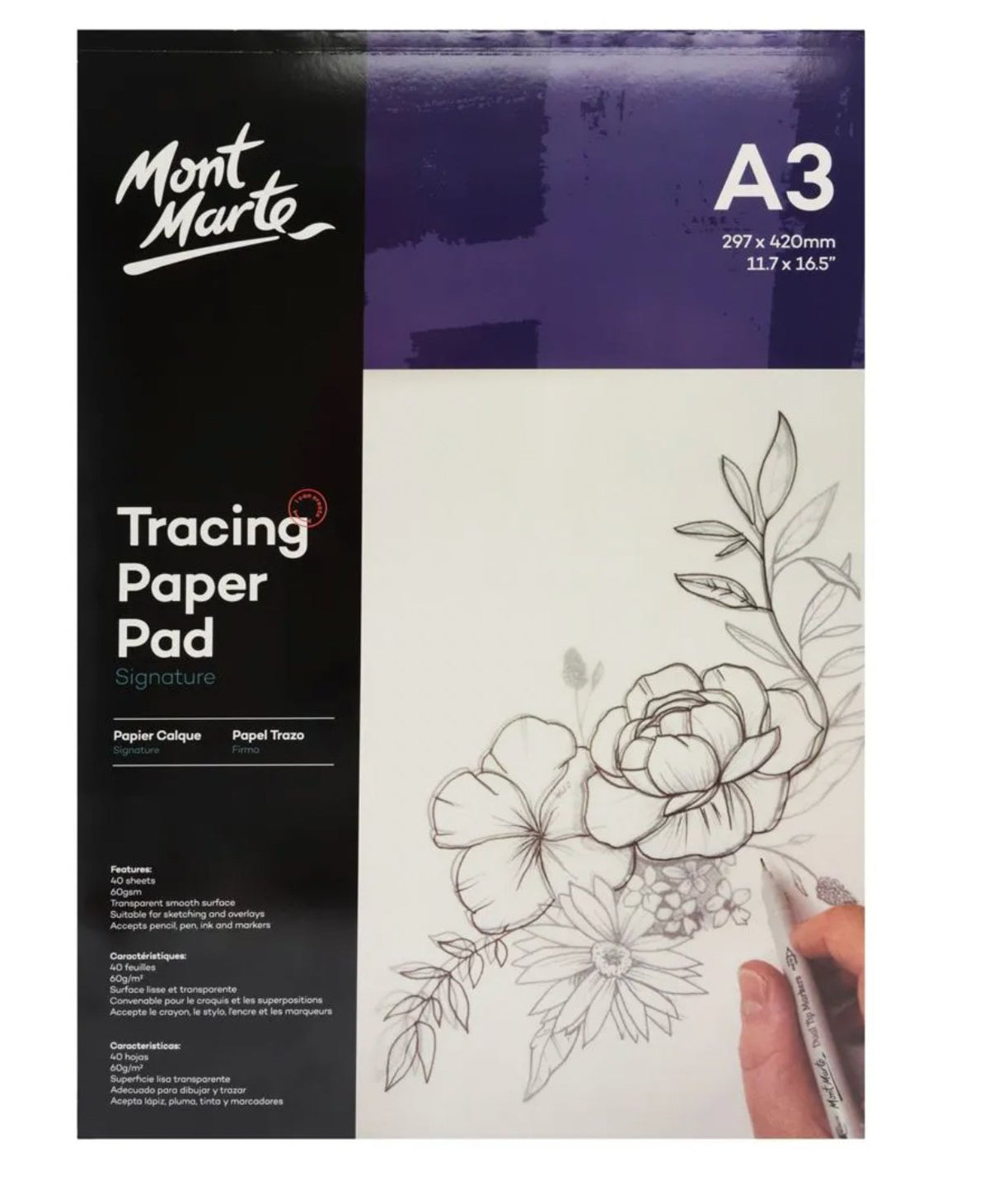 Tracing Paper Pad 60gsm A3 40 Sheet Buy Online NZ | Handy Mandy – Handy ...
